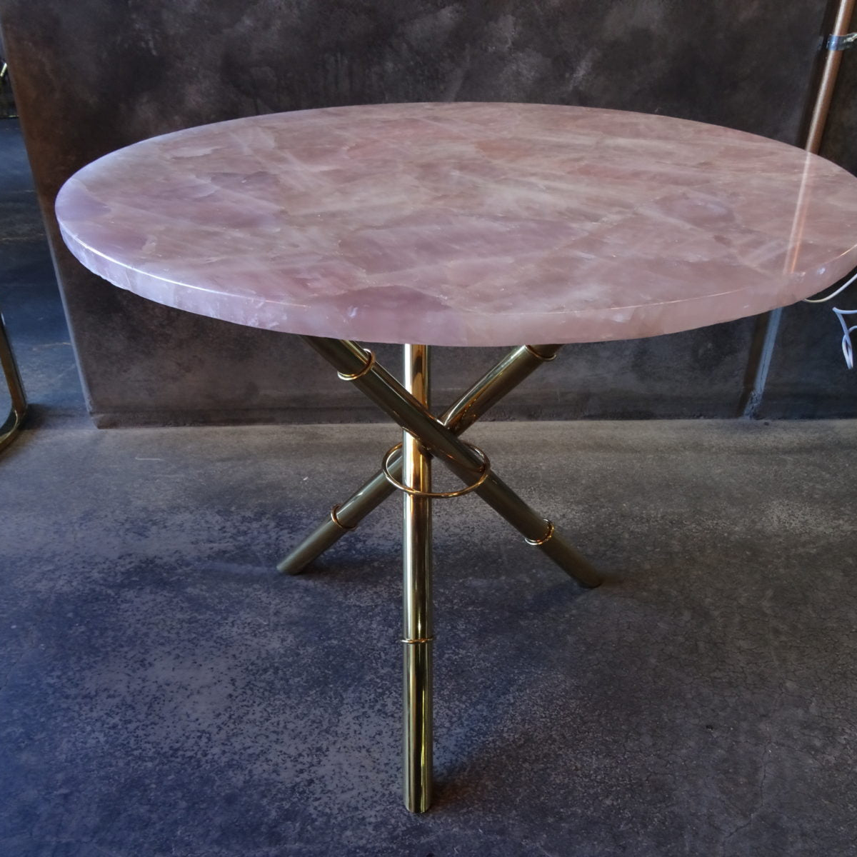 Strike Rose Quartz Side Table with Gold Metal Frame – Cocolea