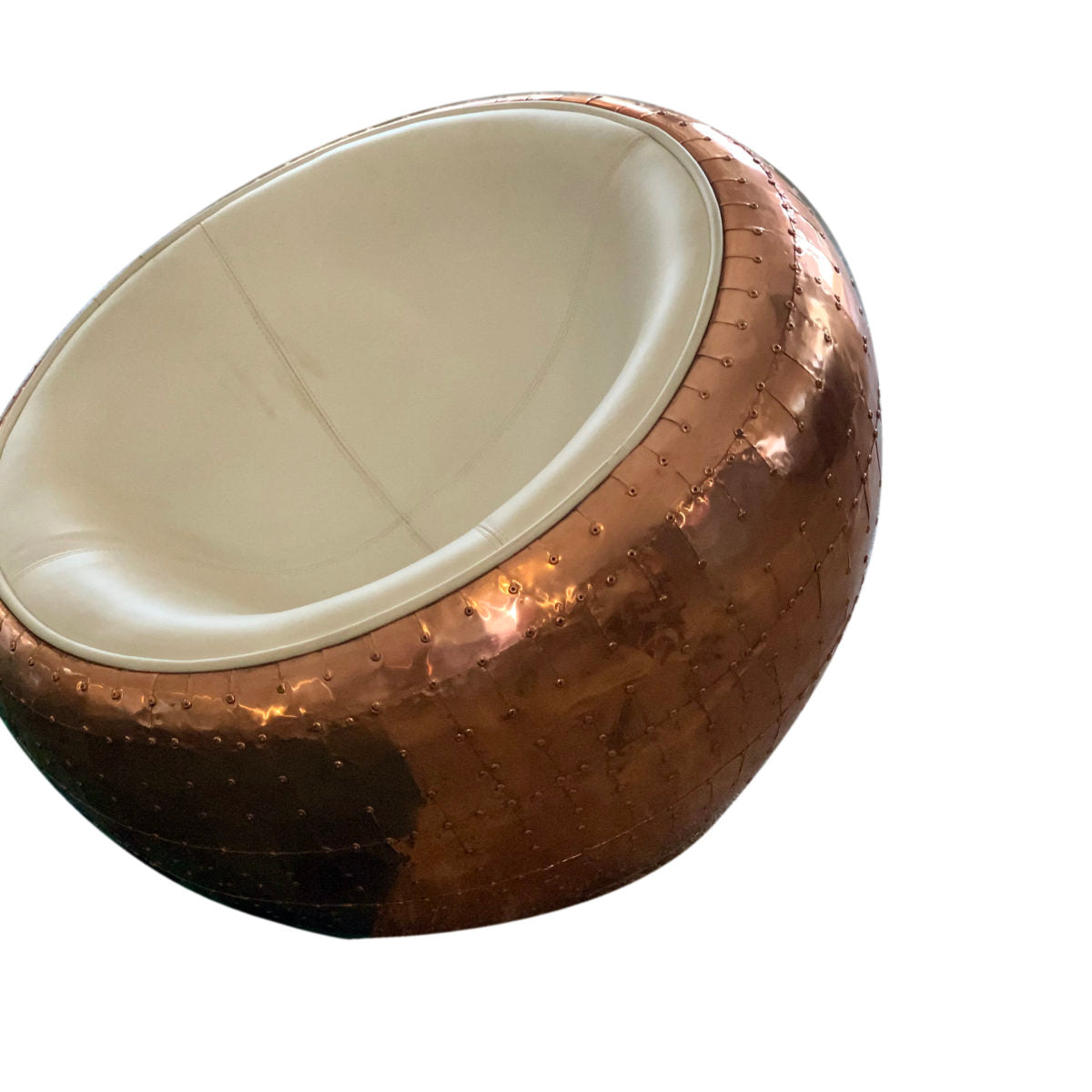 Wright Flyer Copper and White Leather Large Cocoon Stool – Cocolea